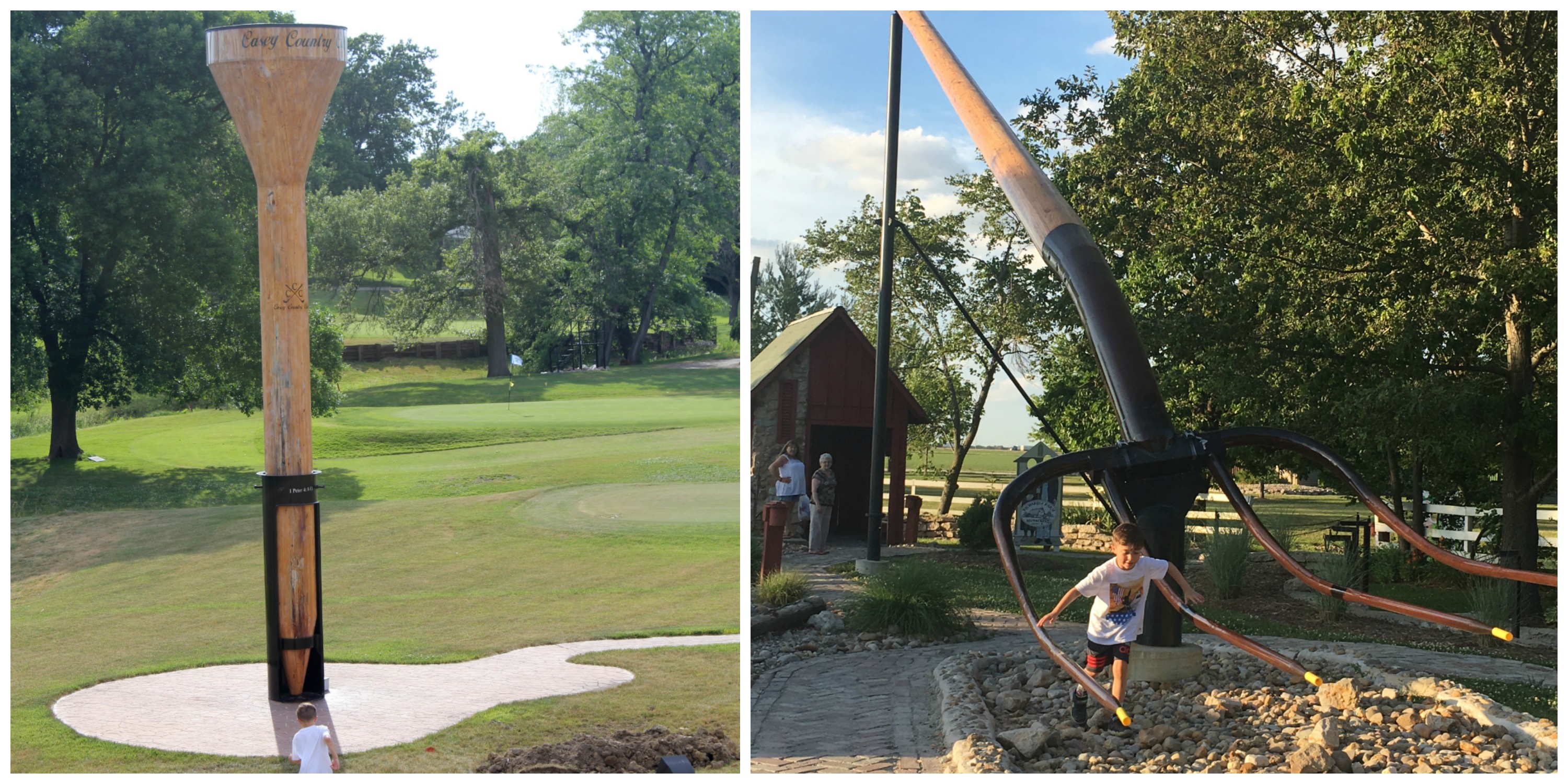 World's largest golf tee and Pitchfork - Well Traveled Kids